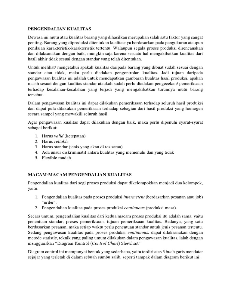 Pengendalian Kualitas Produksi | PDF