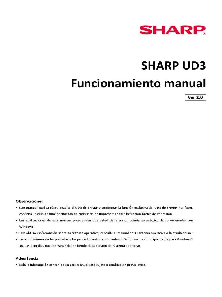 Sharp Ud3 Funcionamiento Manual: Observaciones | PDF | Operating System Families | Computer Science
