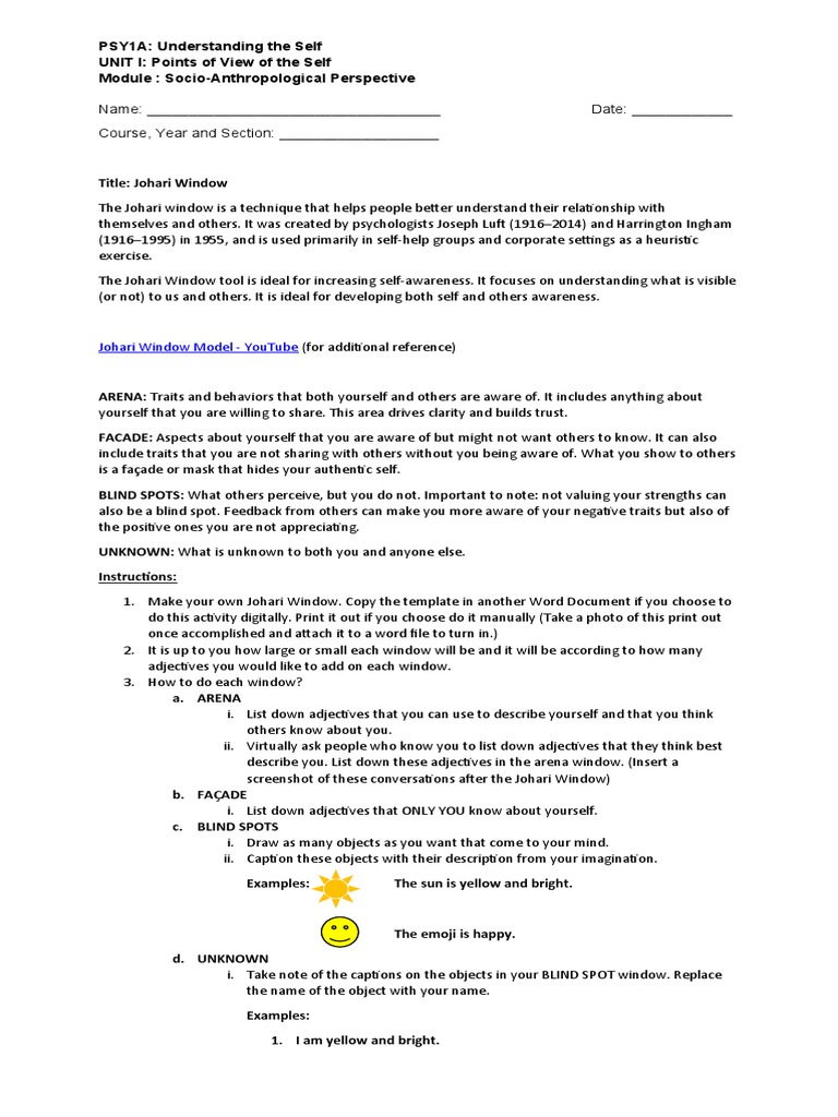 Module 3 - Johari-Window | PDF | Self Esteem | Self Awareness
