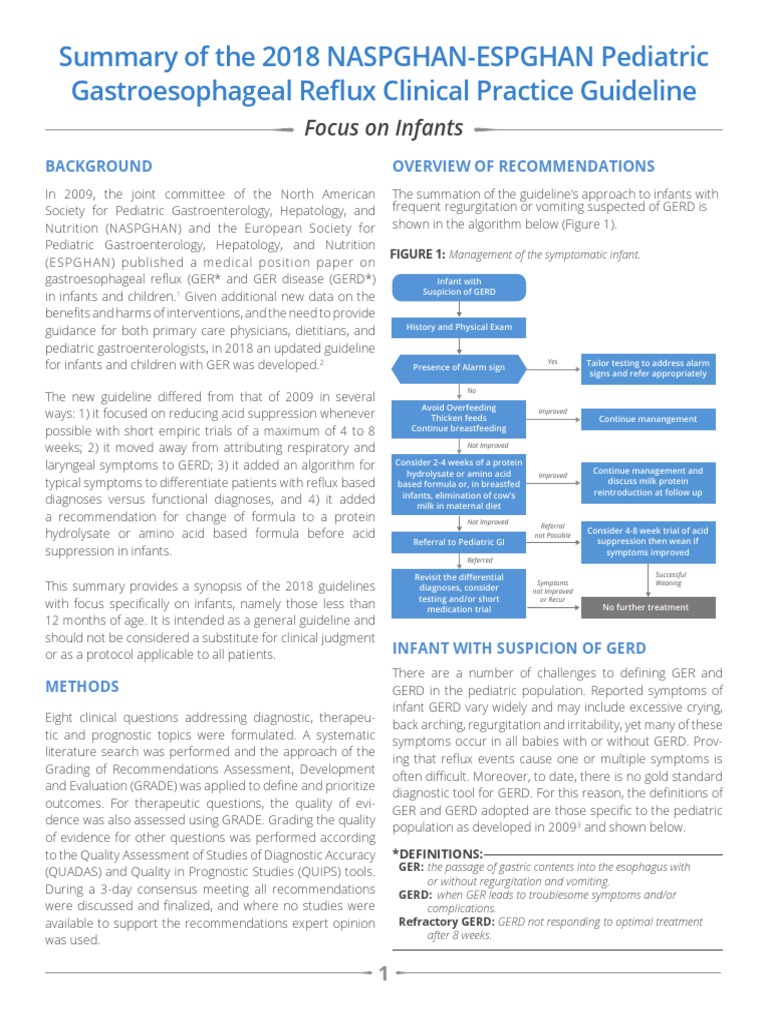 Summary of The 2018 NASPGHAN-ESPGHAN Pediatric Gastroesophageal Reflux ...