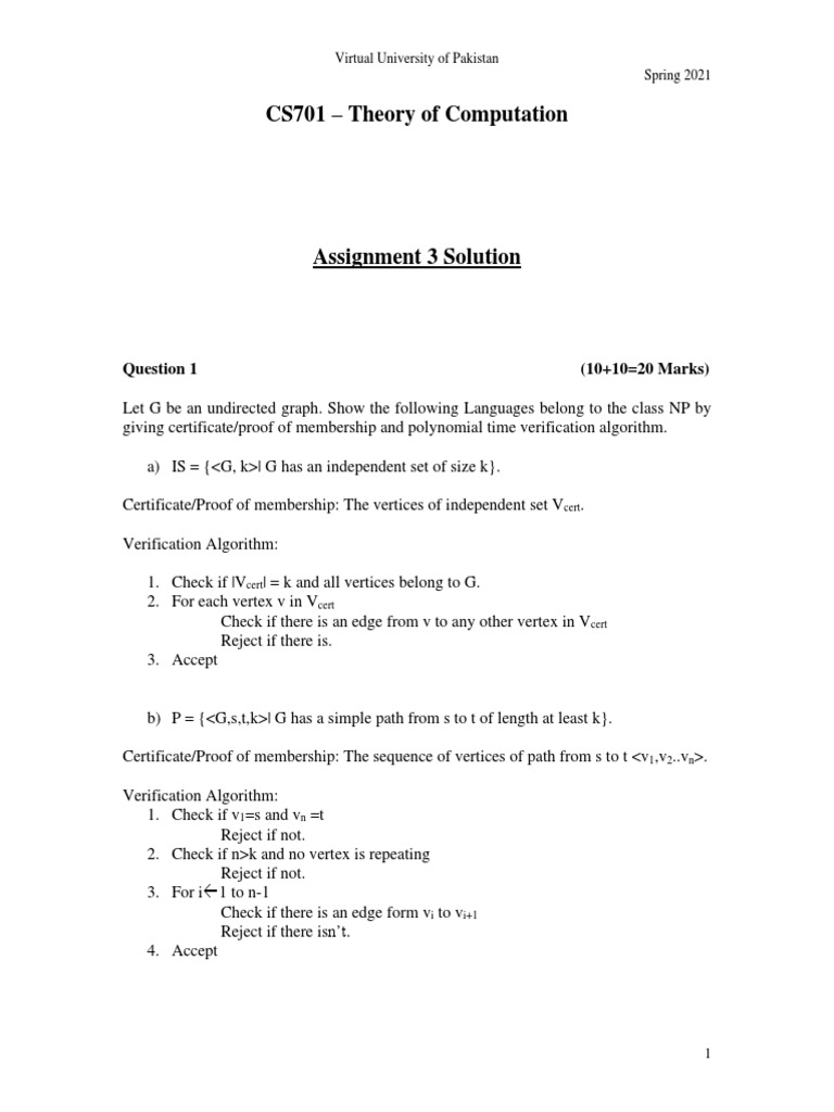 NP Problems and Solutions in CS701 | PDF | Time Complexity ...