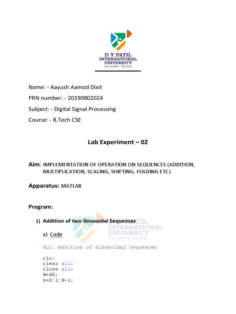 DSP - LAB-2, 3, 4 and 5 - Report | PDF | Discrete Fourier Transform ...