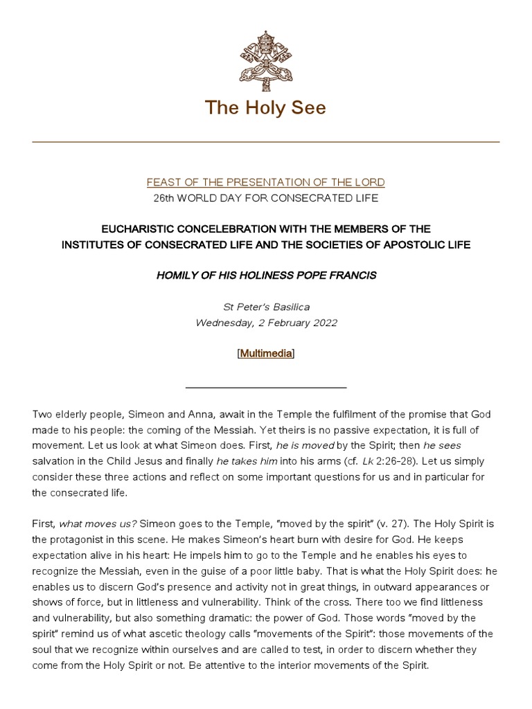 Eucharistic Concelebration With The Members of The Institutes of ...