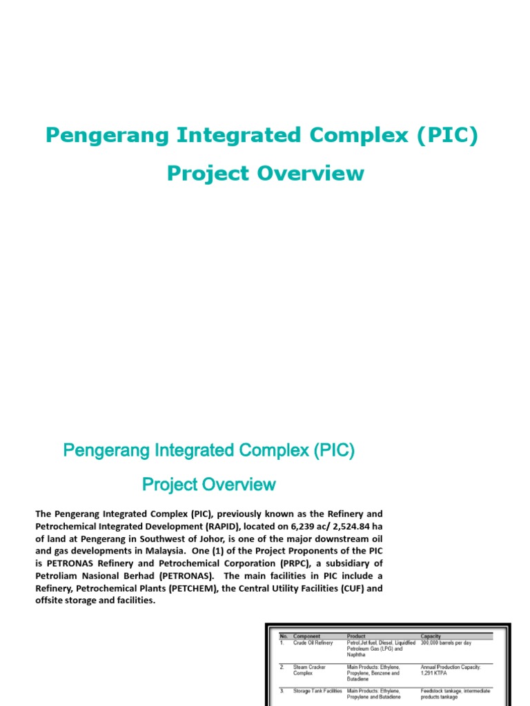Pengerang Integrated Complex (PIC) Project Overview | PDF | Oil ...