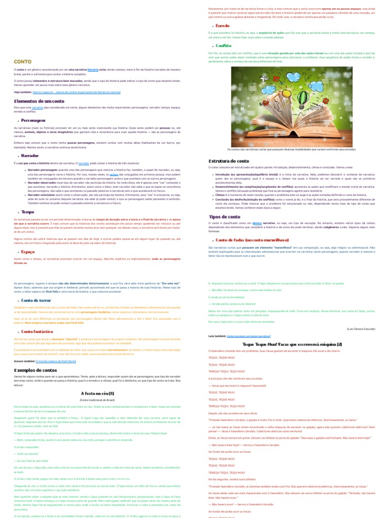 Conto - o Que É, Estrutura, Elementos, Tipos, Exemplos - Escola Kids ...