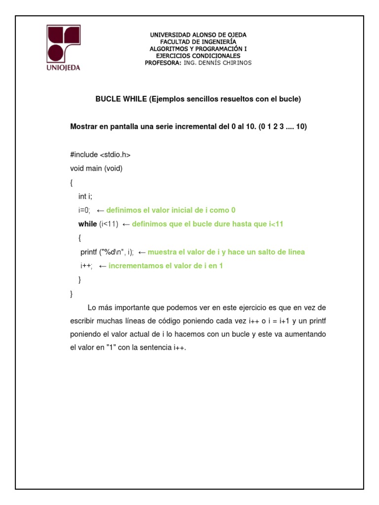 Ejercicios Bucle WHILE | PDF | Flujo de control | Informática teórica