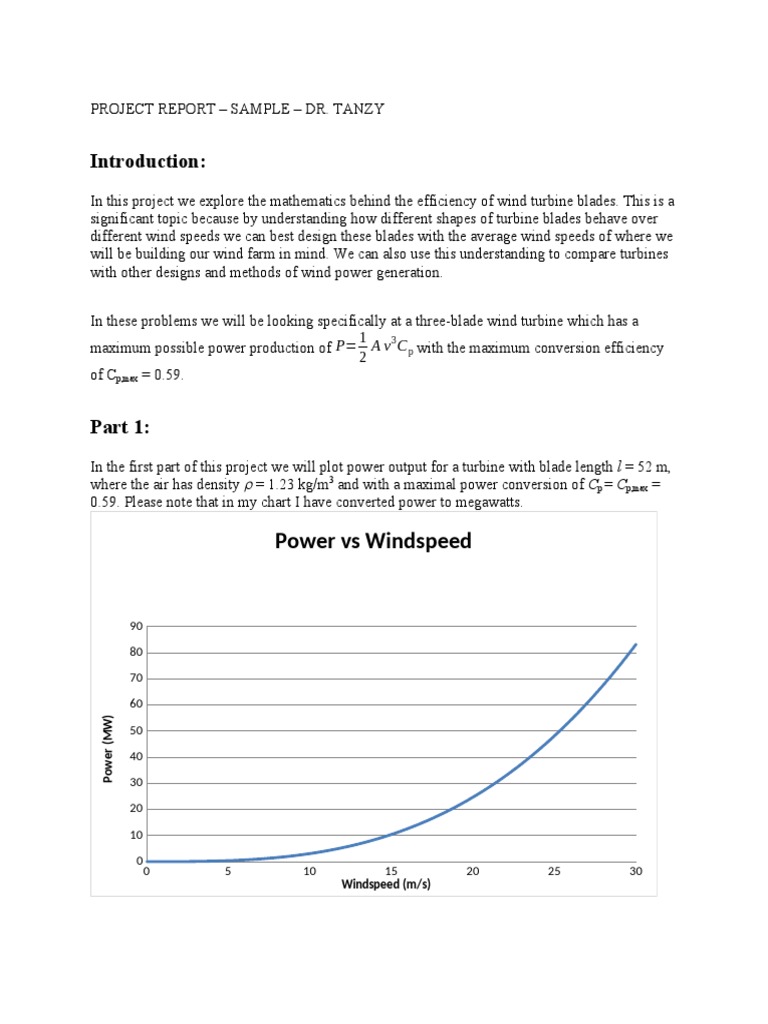 Calculus Sample Project - Report (1) - Tagged | PDF | Wind Turbine ...