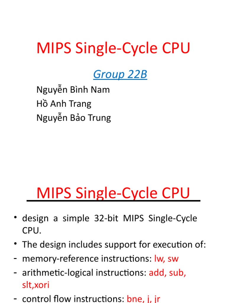 Mips Single Cycle Cpu Pdf Central Processing Unit Inputoutput