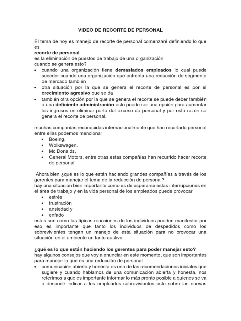 Video Recorte de Personal | PDF | Economias