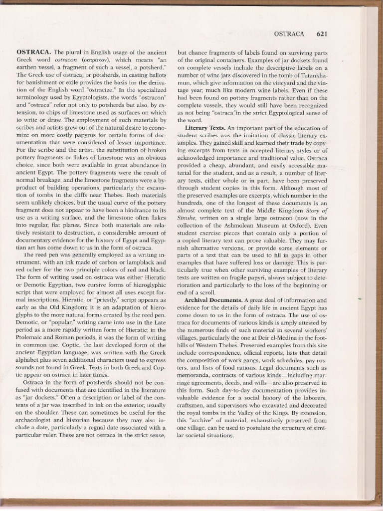 Ostraca in The Oxford Encyclopedia of Ancient Egypt | PDF | Drawing ...