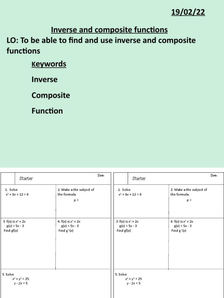 Inverse and Composite Functions | PDF | Algebra | Functions And Mappings