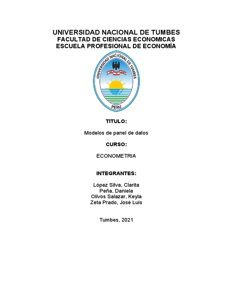 Modelos de Datos Panel | PDF | Mínimos cuadrados ordinarios | Modelo de ...