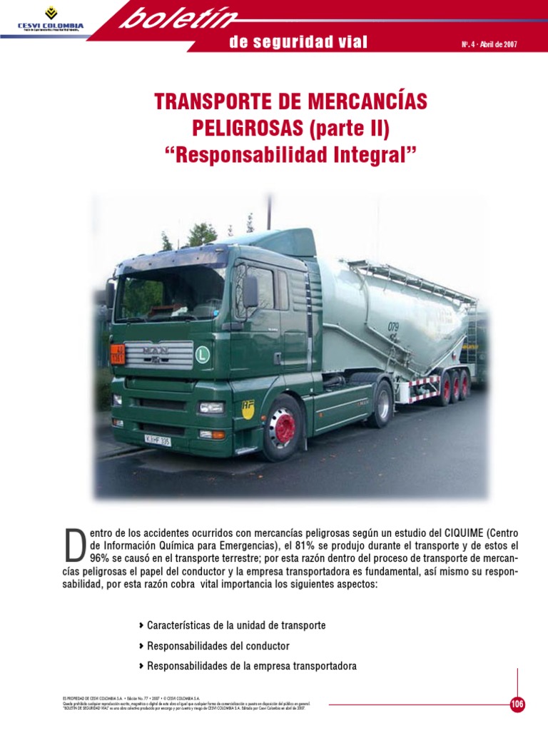 Transporte de Matpel en Carreteras Parte II (Manual Colombiano) | PDF ...