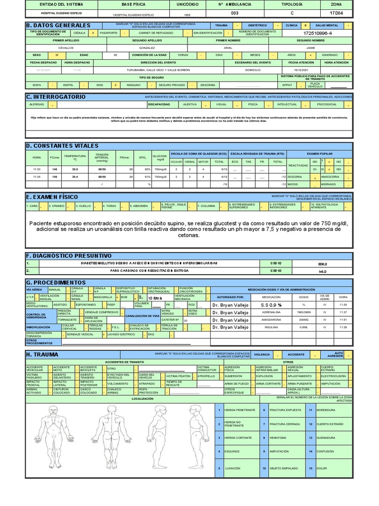 Formulario Anexo 002 MSP | PDF | Reanimación cardiopulmonar | Hospital