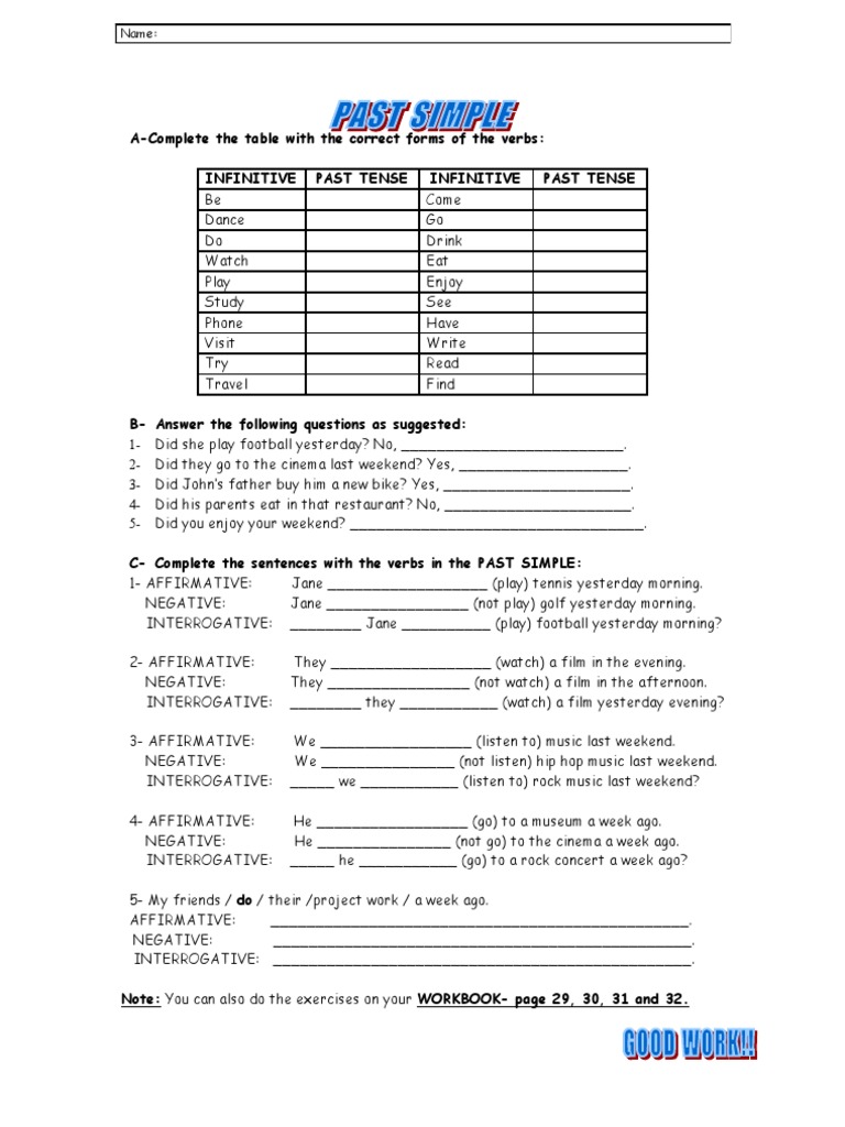 Ficha Past Simple | PDF