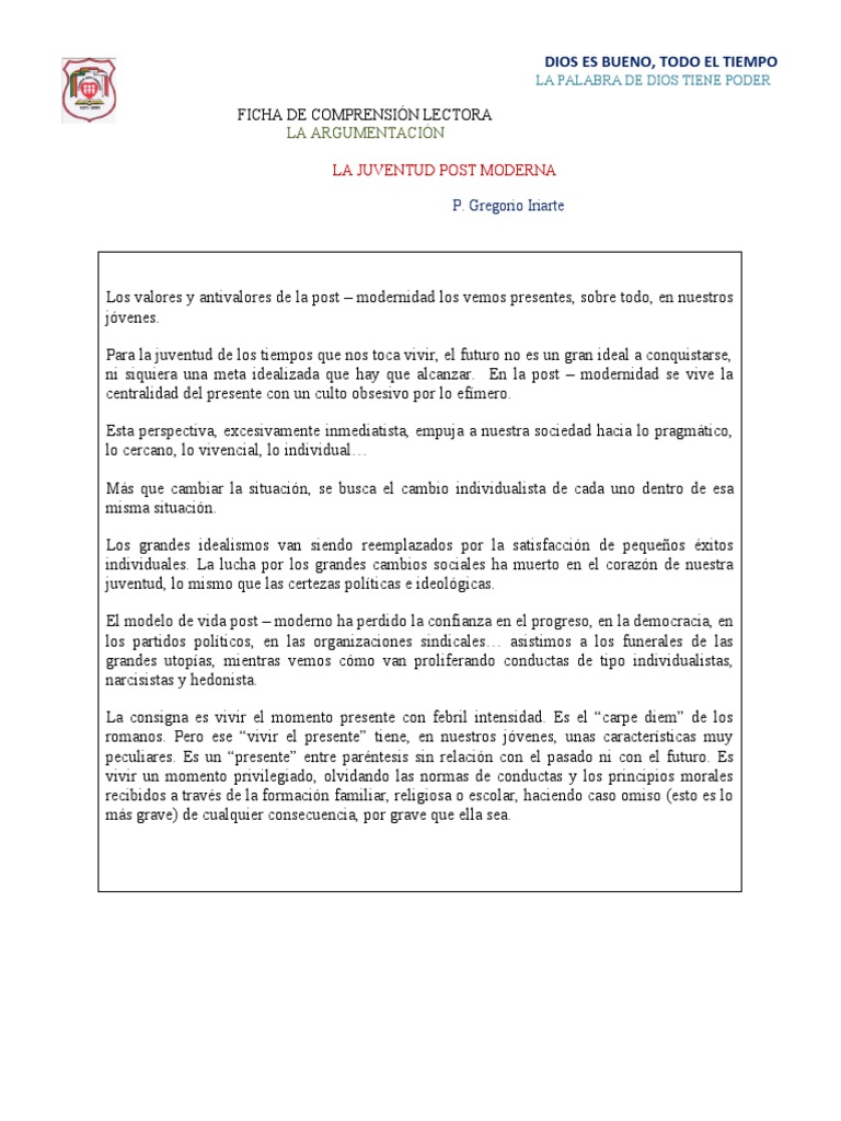 Juventud Postmoderna: Valores y Desafíos | PDF