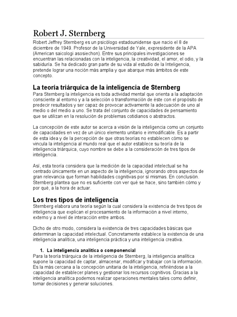 Teoria Triarquica de La Inteligencia | PDF | Inteligencia | Amor