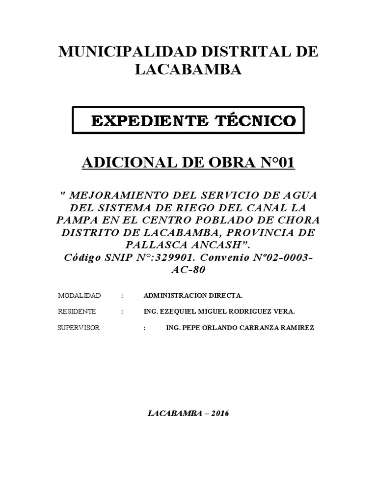 Informe Adicional de Obra 01 | PDF | Hormigón | Presupuesto