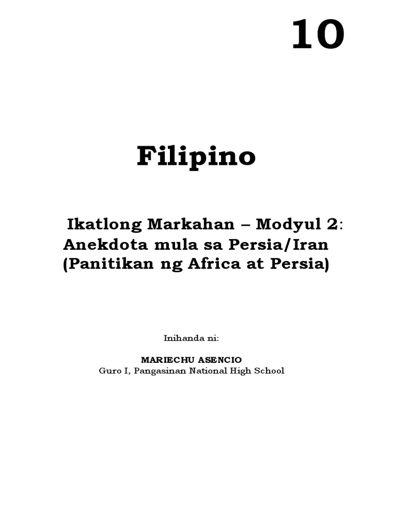 Modyul 2 Filipino 10 Ikatlong Markahan | PDF