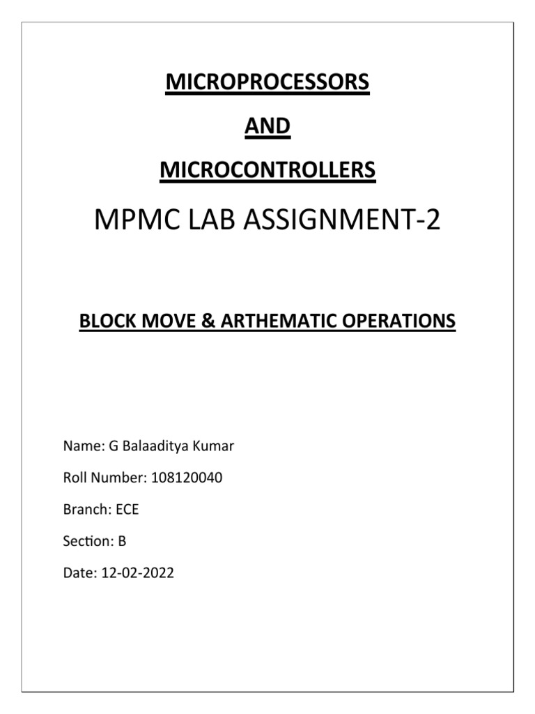 MPMC Lab Assignment-2: Microprocessors AND Microcontrollers | PDF | Computer Architecture ...