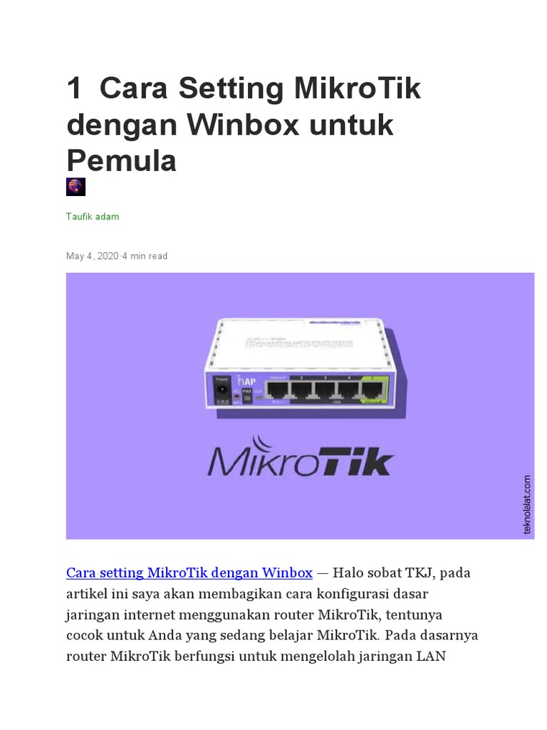 Cara Setting MikroTik Dengan Winbox Untuk Pemula | PDF