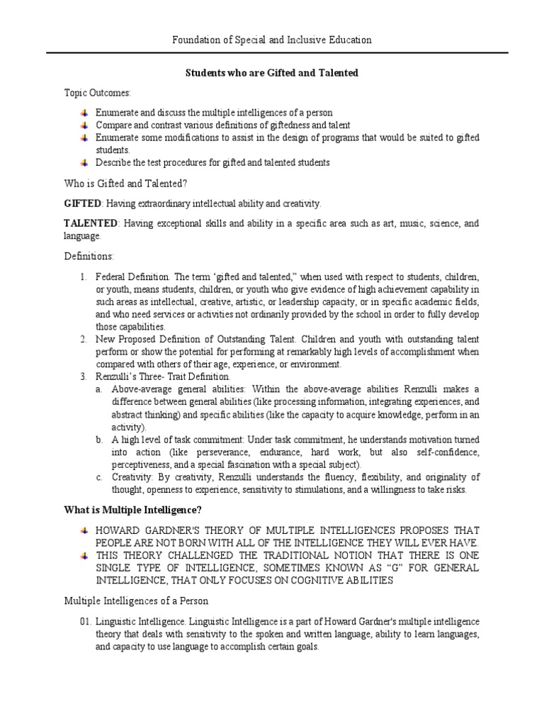 Students Who Are Gifted and Talented: Foundation of Special and ...