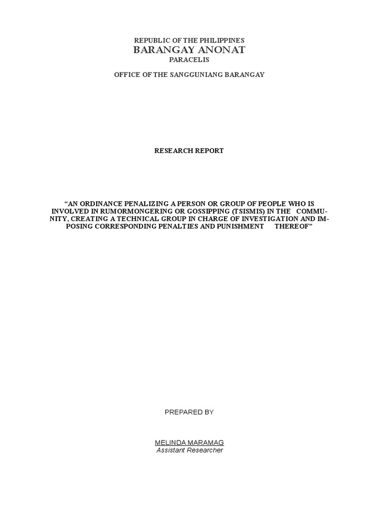 Anti Chismis Ordinance in Anonat | PDF | Crime & Violence | Crimes