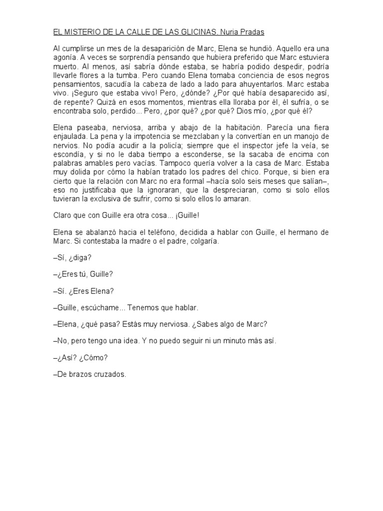El Misterio de La Calle de Las Glicinas | PDF