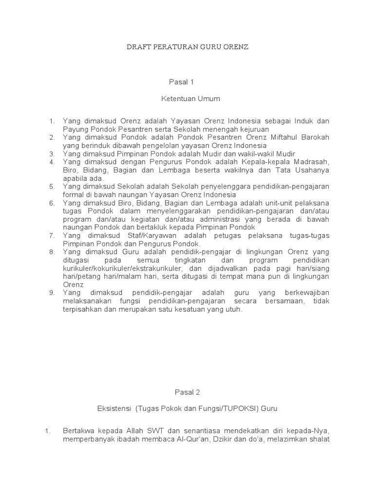 Draft PERATURAN GURU | PDF