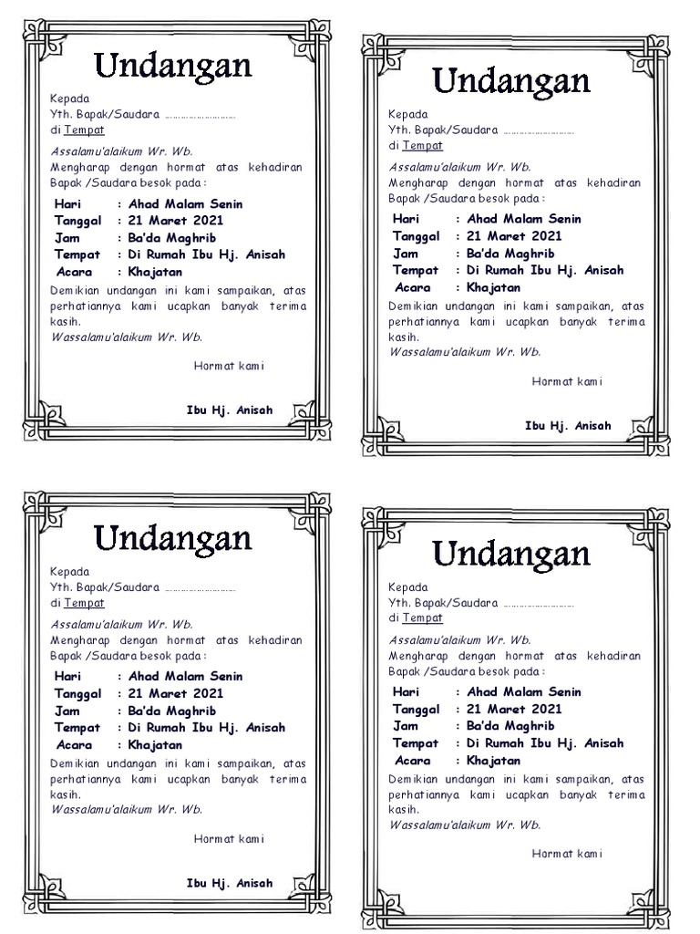 UNDANGAN Kajatan 1 | PDF