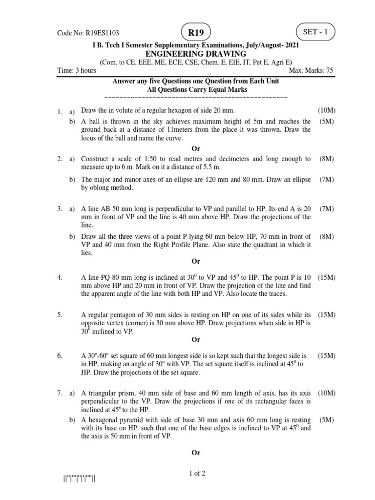 Engineering Drawing Exam Questions | PDF | Geometry | Classical Geometry