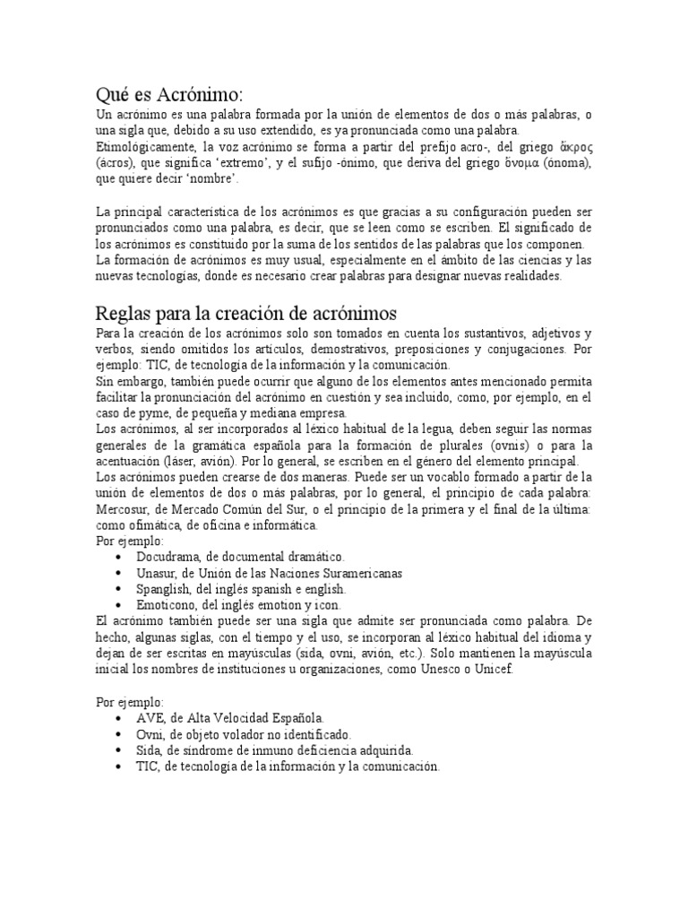 Qué Es Acrónimo | PDF | Acrónimo | Gramática