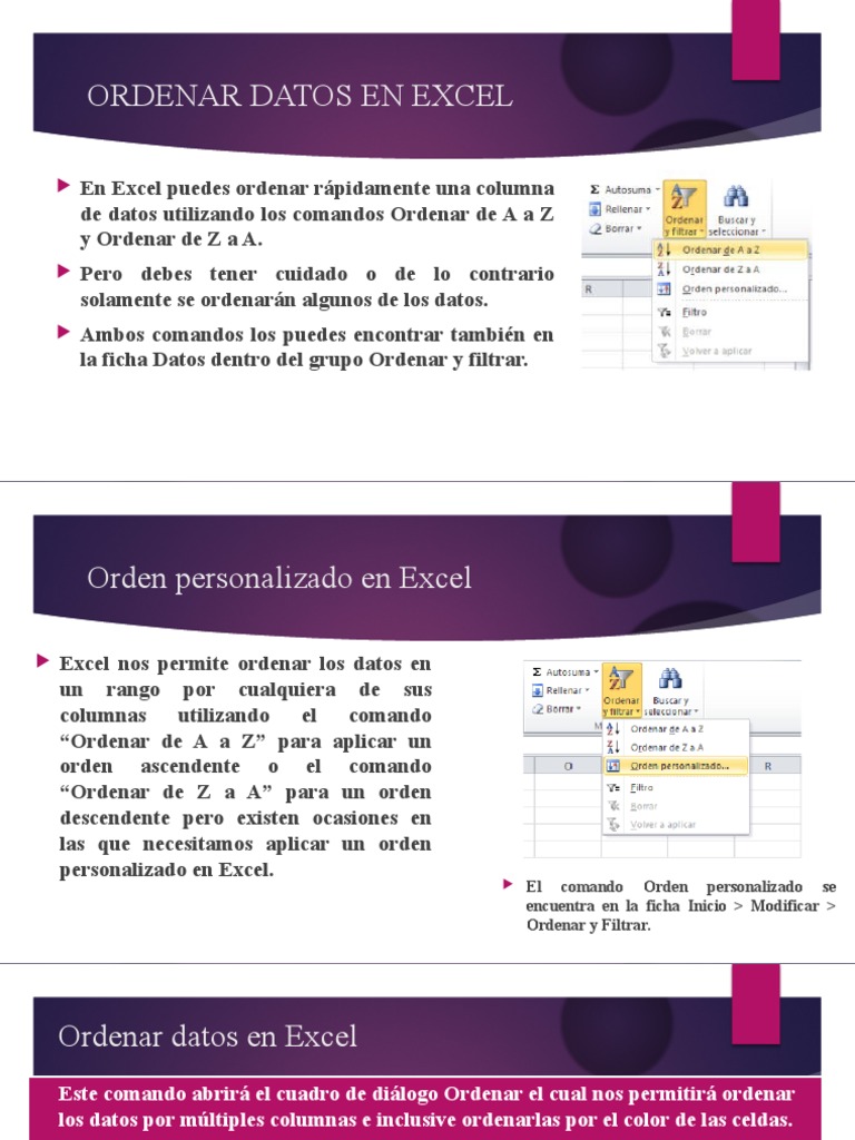 Ordenar Datos en Excel | PDF