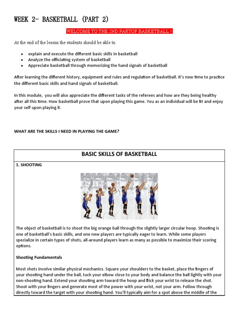 Week 2-Basketball (Part 2) : Basic Skills of Basketball | PDF ...
