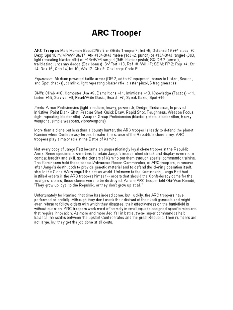 ARC Trooper: ARC Trooper: Male Human Scout 2/soldier 6/elite Trooper 4 ...