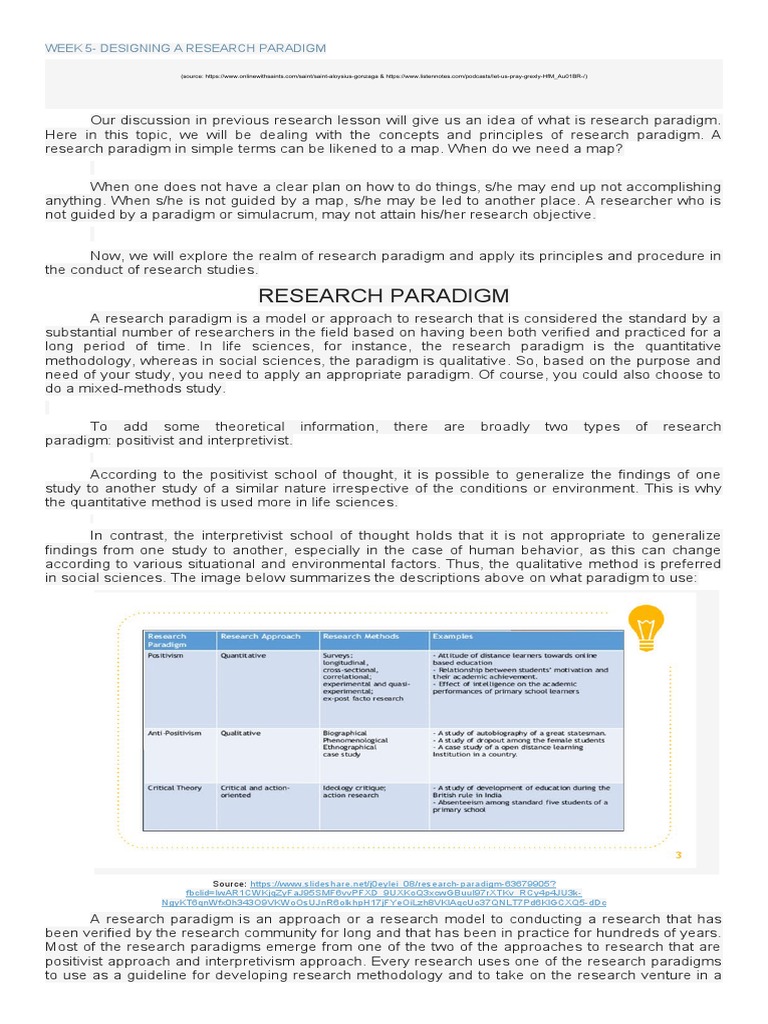 Week 5-Designing A Research Paradigm | PDF | Quantitative Research ...