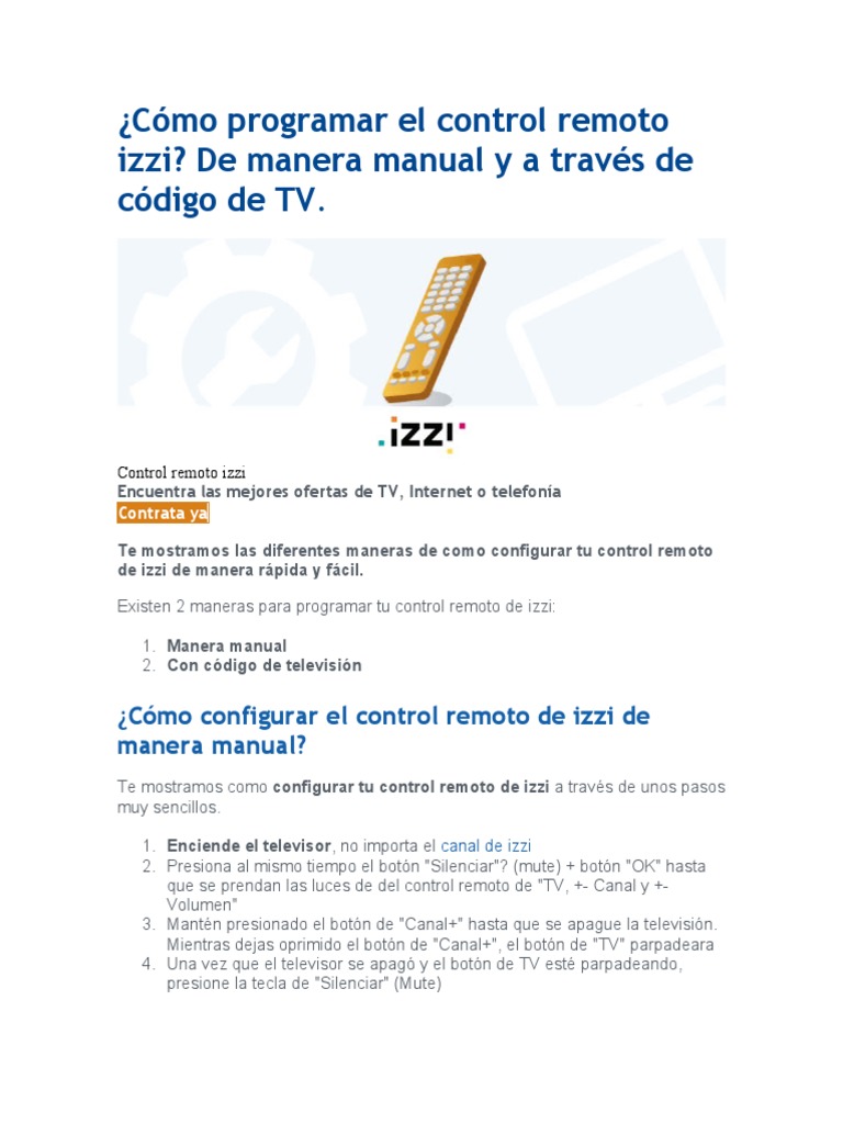 Cómo Programar El Control Remoto Izzi | PDF | Control remoto | Informática