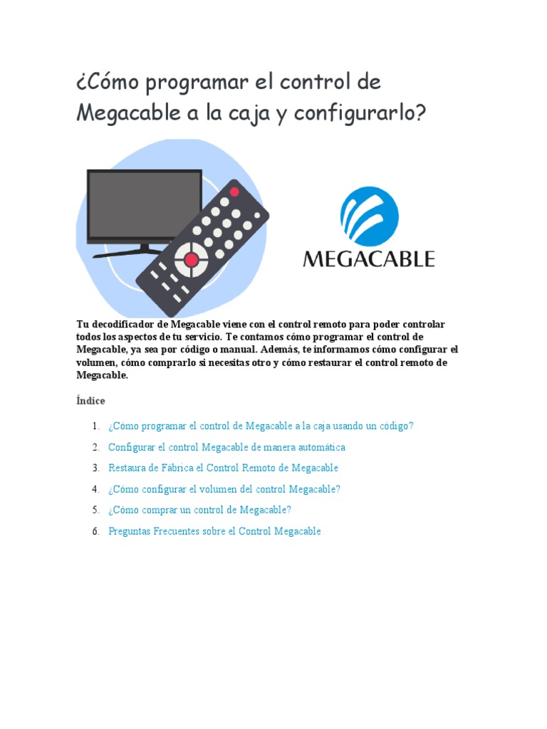 Cómo Programar El Control de Megacable A La Caja y Configurarlo | PDF ...