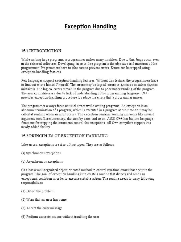 15 - Exception Handling | PDF | C++ | Programming