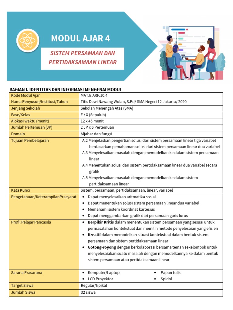 Modul Ajar Matematika - Sistem Persamaan Dan Pertidaksamaan Linear ...