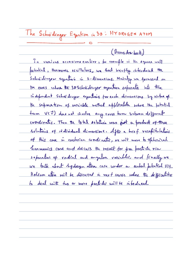 QM I Lec 6 Three Dimensional Schrodinger Equation | PDF | Wave Function ...