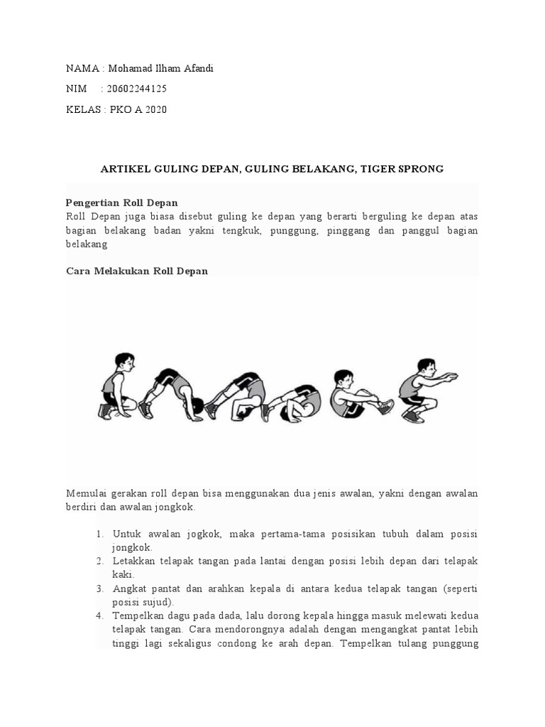 Teknik Guling Depan dalam Senam Lantai | PDF | Seni & Disiplin Bahasa ...