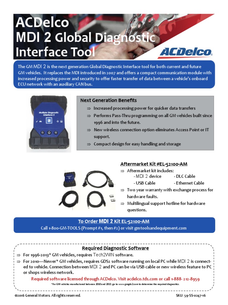 Mdi 2 Global Diagnostic Interface Tool: Acdelco | PDF | Usb | Wireless ...