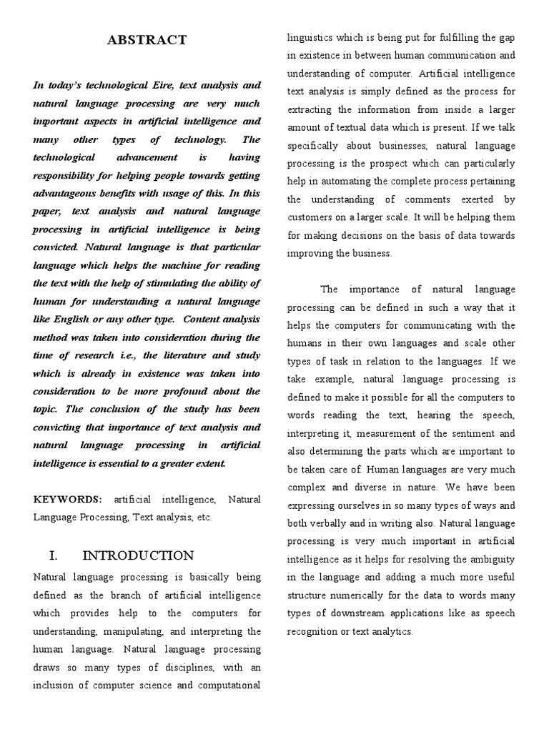 Text Analysis and NLP in AI | PDF | Machine Learning | Artificial ...