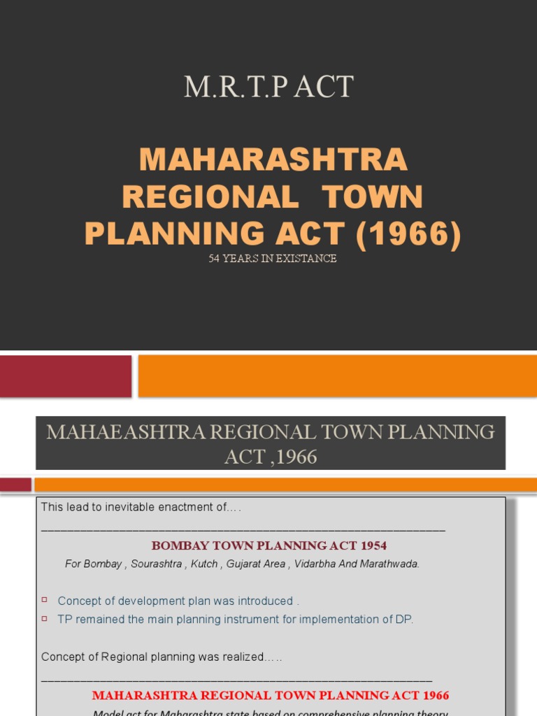 M.R.T.P Act: Maharashtra Regional Town Planning Act (1966) | PDF