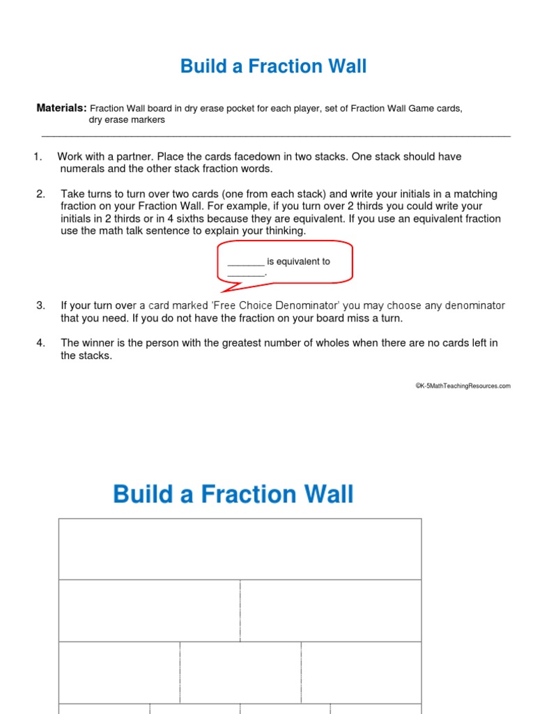 Build A Fraction Wall | PDF