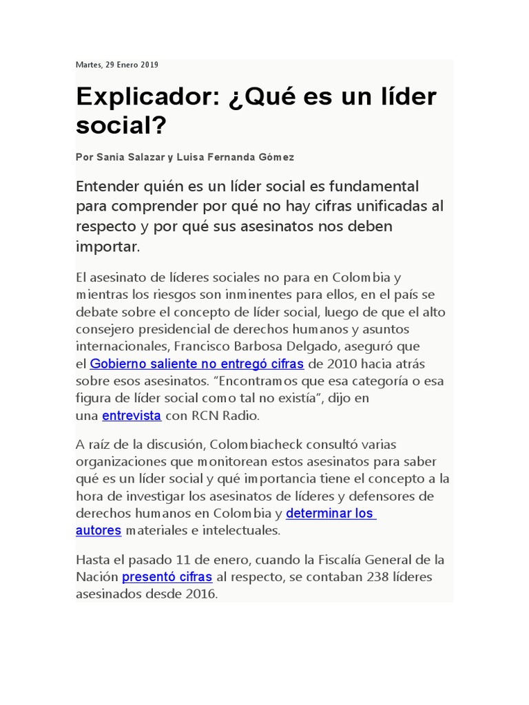 Qué Es Un Lider Social | PDF | Derechos humanos | Naciones Unidas