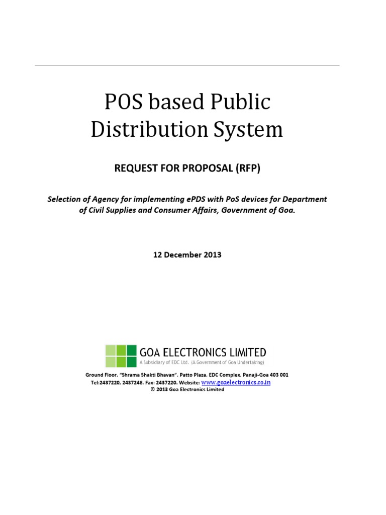 POS Based Public Distribution System: Request For Proposal (RFP) | PDF ...