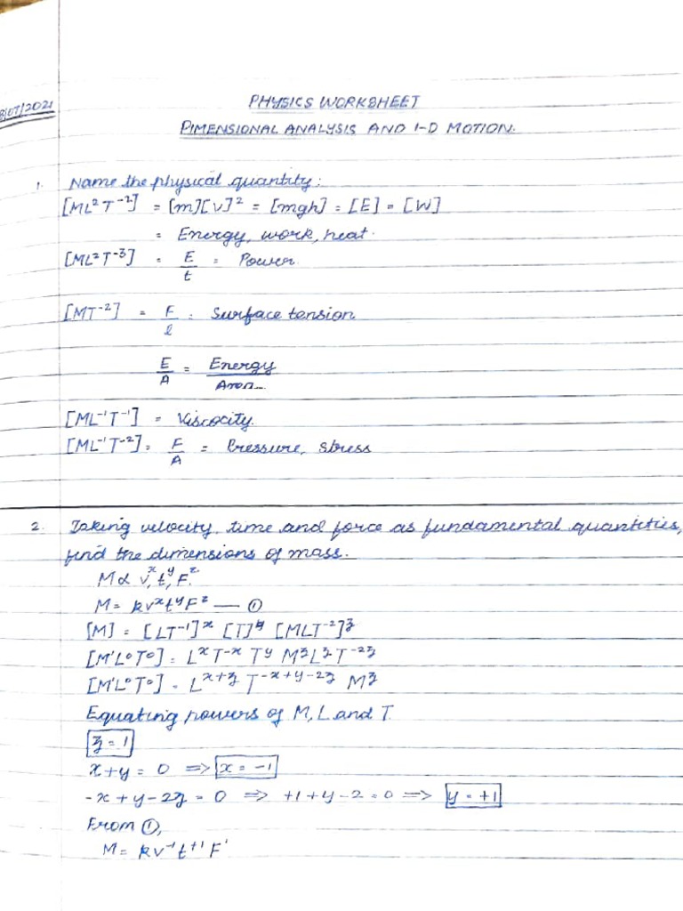 Physics - WORKSHEET | PDF