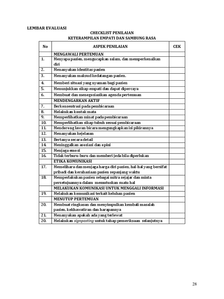 Checklist Penilaian Keterampilan Empati | PDF